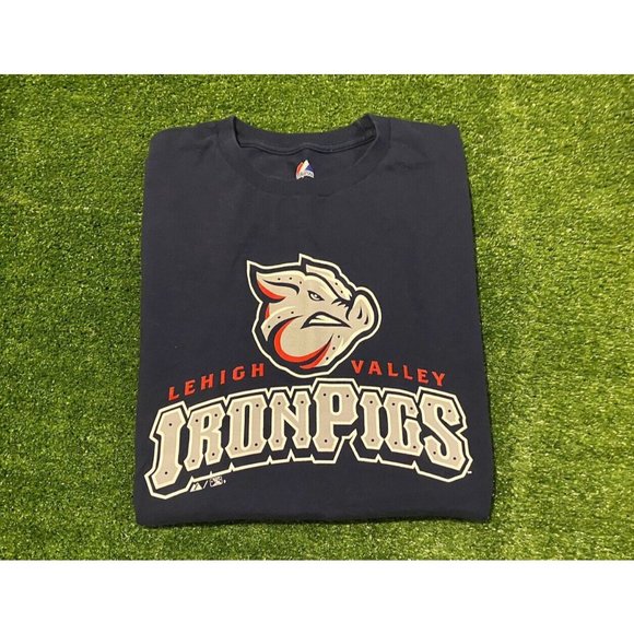 Majestic | Shirts | Retro Majestic Lehigh Valley Iron Pigs Arch Spell ...